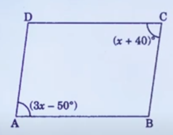 In the given figure, ABCD is a parallelogram. Find the value of x.