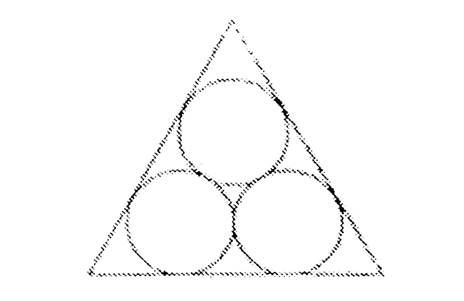 The area of the equilateral triangle, in which three coins of radius 1