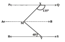 [Telugu] In the given figure PQ || RS, angle MXQ = 135^(@) and angle M