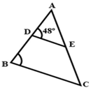 In figure, if AD = 6cm, DB = 9cm, AE = 8cm and EC = 12cm and angle ADE