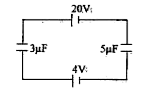 निम्नलिखित परिपथः में 3mu F वालेः संधारित्र पर विभवान्तर होगा