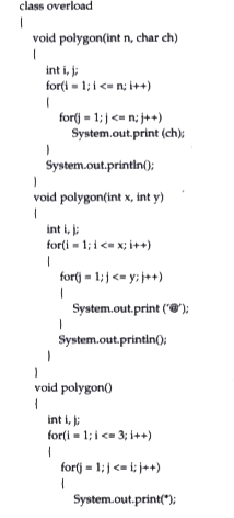 Design a class to overload a function polygon() as follows: (i) void