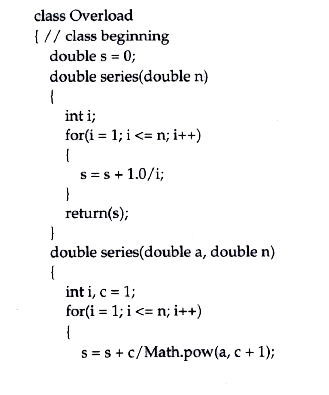 Design a class to overload a function series() as follows: (i) doubl