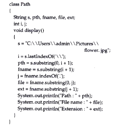 Write a program to assign a full path and file name as given below. Us
