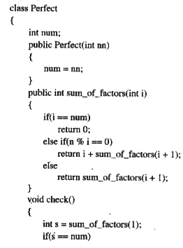 Design a class Perfect to check if a given number is a perfect number