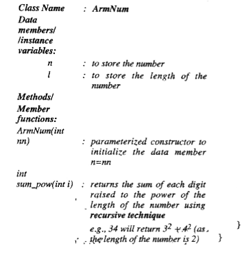 Design a class ArmNum to check if a given number is an Armstrong numb