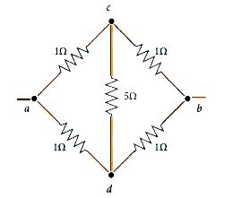 Five resistors are connected in the configuration as shown in the figu