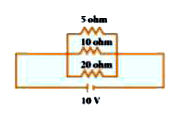 In the circuit diagram given below, three resistors R1, R2 and R3 of 5