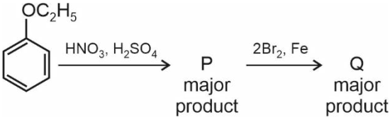 The ratio of number of oxygen atoms to bromine atoms in the product Q