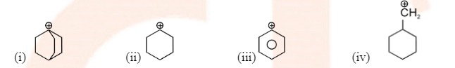 The stability order of following carbocation is