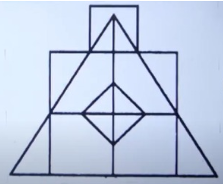 How many Triangles and Squares in this figure? इस आकृति में कितने त्रि