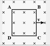 A conducting square loop of side l and resistance R moves in its own plane with uniform velocity ...
