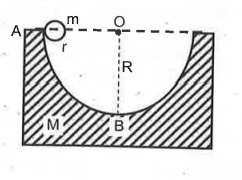 A block of mass M with a semicircular track of radius R rest on a hori