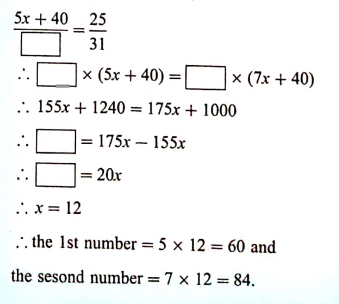 The ratio of two numbers is 5:7. If 40 is added to each number, then r