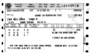 Look at this picture of a railway ticket. Find the following informa
