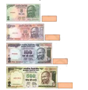 Look at these currency notes Write the value of each note in the bo