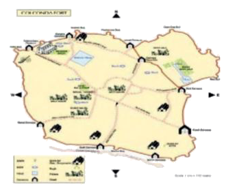 Look carefully at the map of Golconda. On the map, arrows show all t