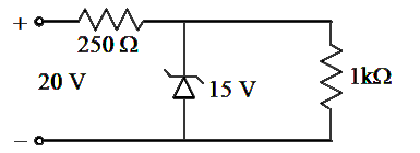 A zener diode, having breakdown voltage equal to 15 V, is used in a vo