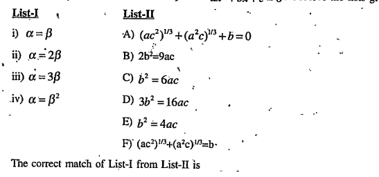 Let alpha and beta be the roots of the equation ax^2+bx+c=0. Observe t