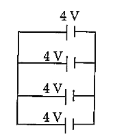 Four identical cells each having an e.m.f. of 4 V are connected in par