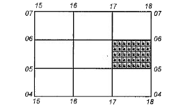 What is the grid reference for the shaded square in the diagram given