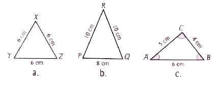 Classify the triangles given below as scalene, isosceles or equilatera
