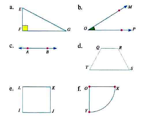 Name each of the following figures and also write then using symbols