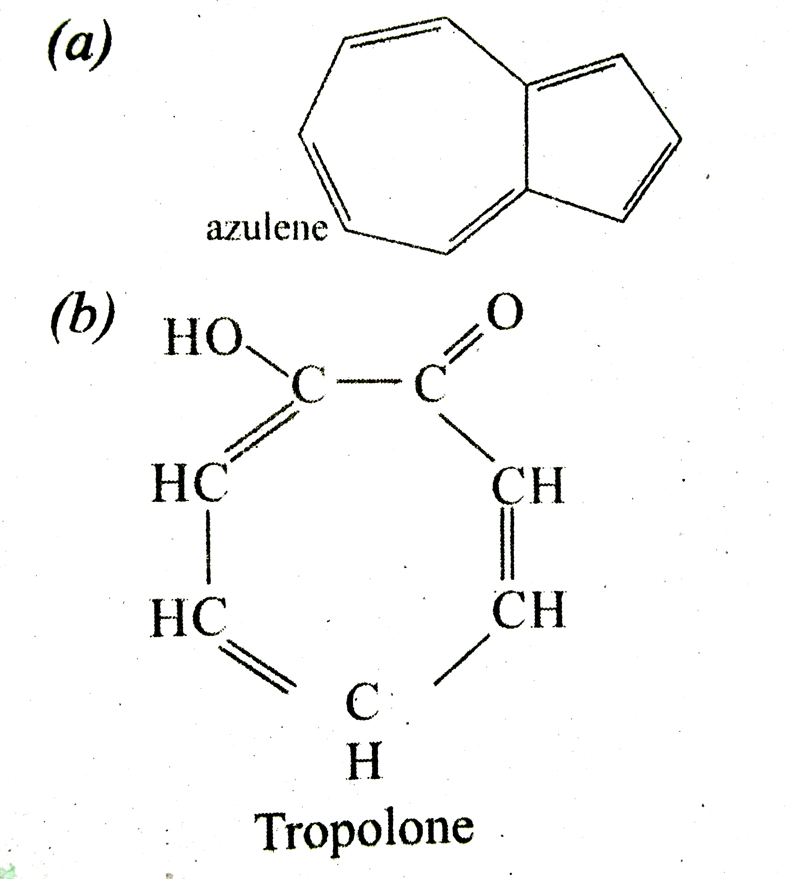 Given two examples for each of the following type of organic compounds