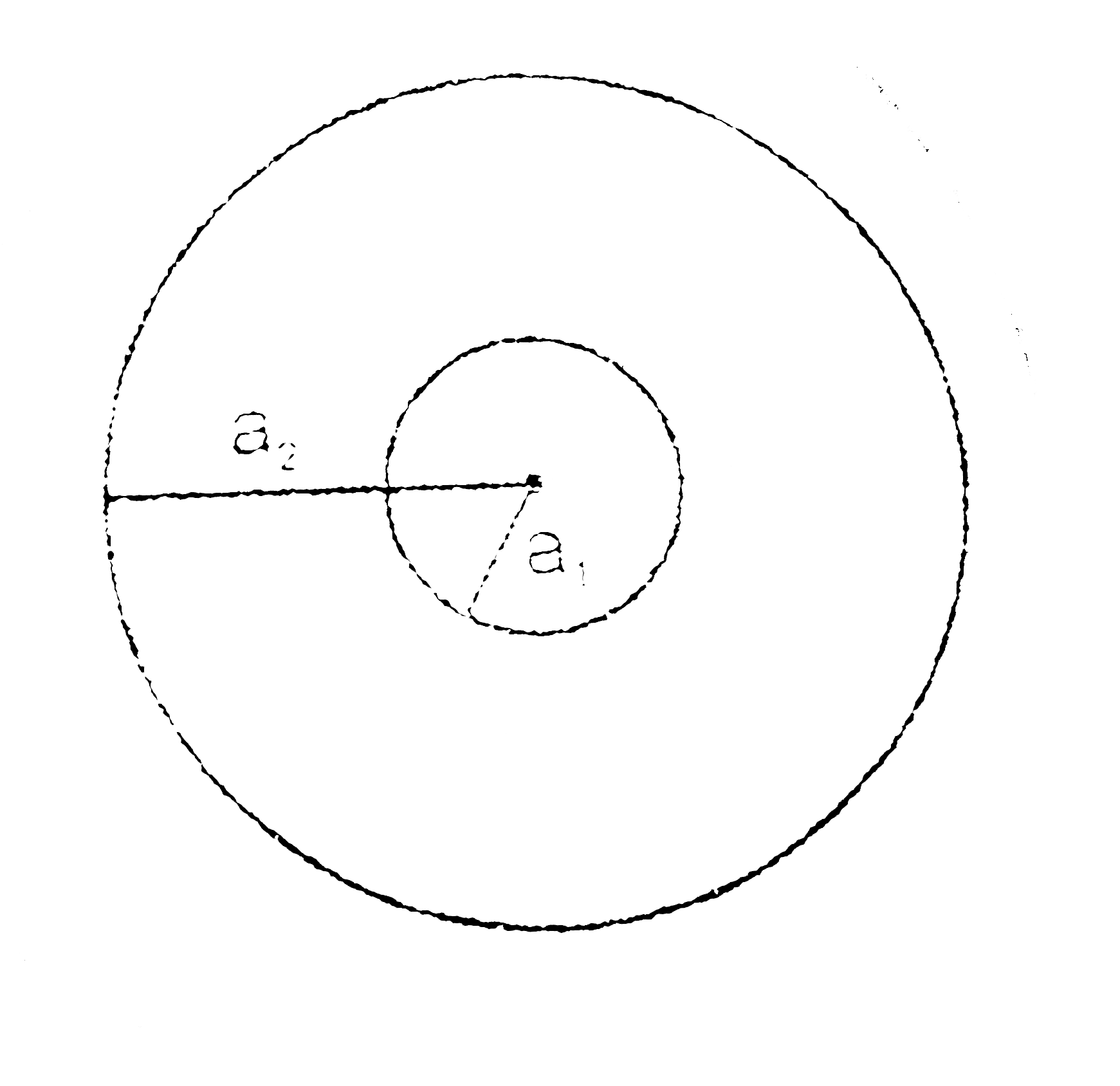 Find the mutual inductance of two concentric coils of radii a(1) and a