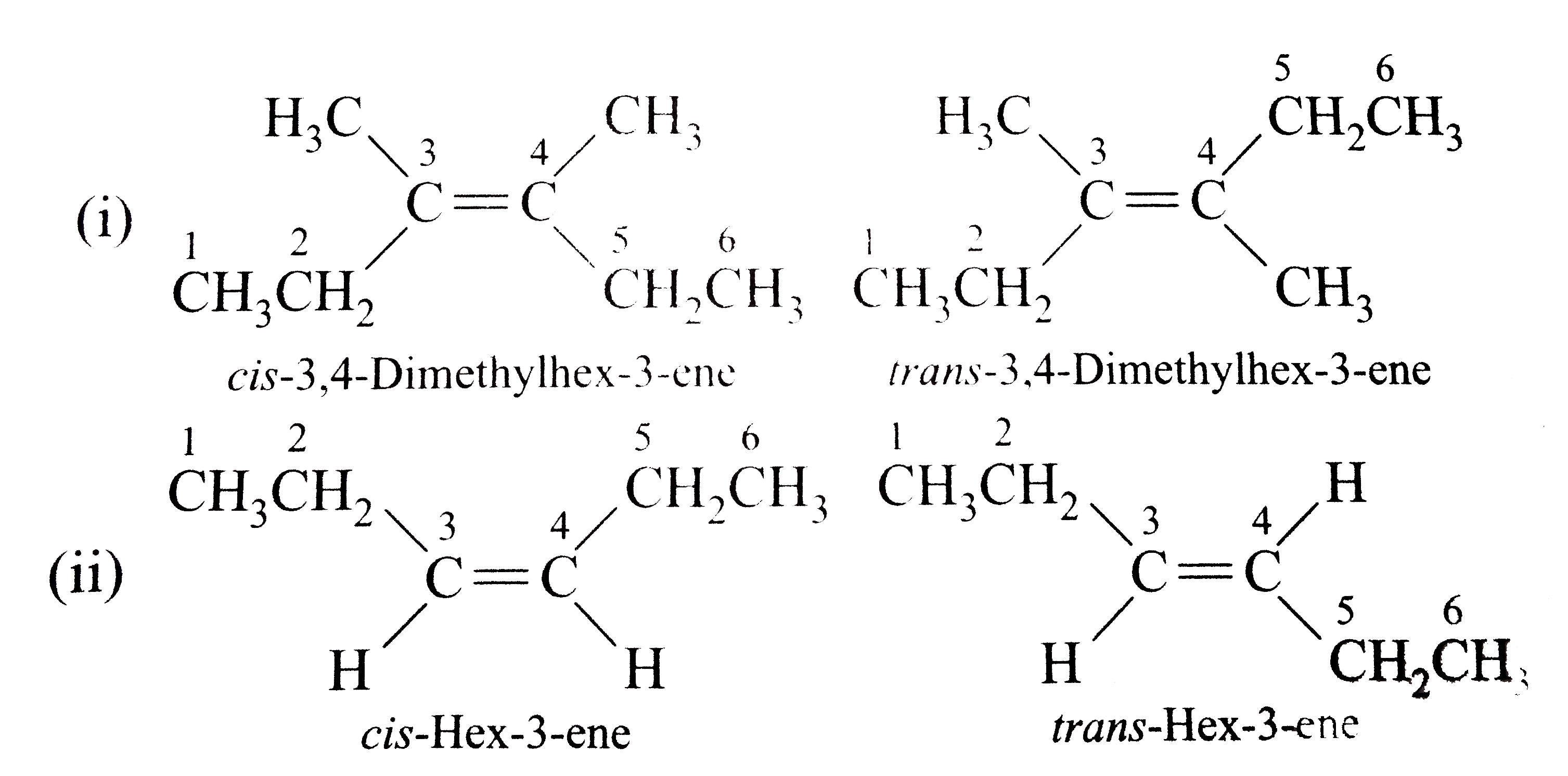 Draw Geometrical or Cis and Trans Isomers Of The Following