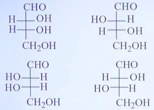 L-erythrose, L-threose, D-erythrose, D-threose