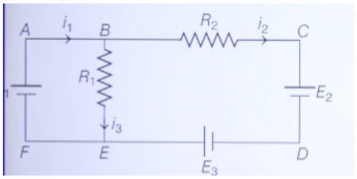 For the circuit given below, the Kirchhoff's loop rule for the loop BC