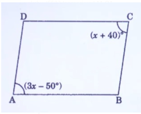 In the given figure, ABCD is a parallelogram. Find the value of x.