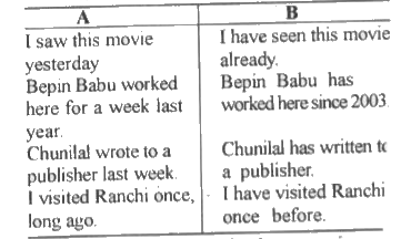 Study the sentences in the columns below : Compare the sentences