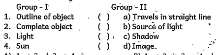 Match the following