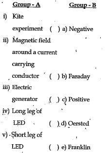 Match the following