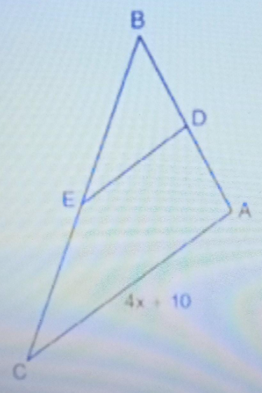 In the given figure, D and E are respectively the midpoints of BA and