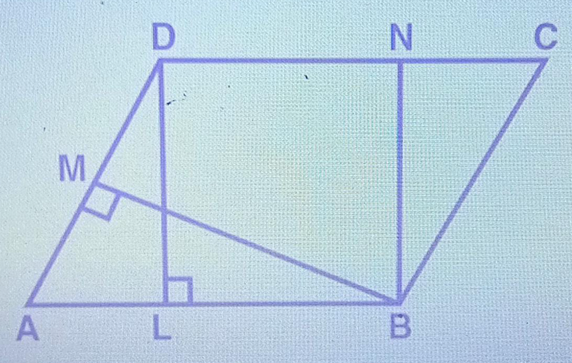 The area of parallelogram ABCD for the following figure is