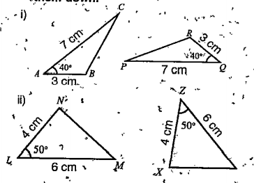 In each pair of triangles below, find the pairs of matching angles and