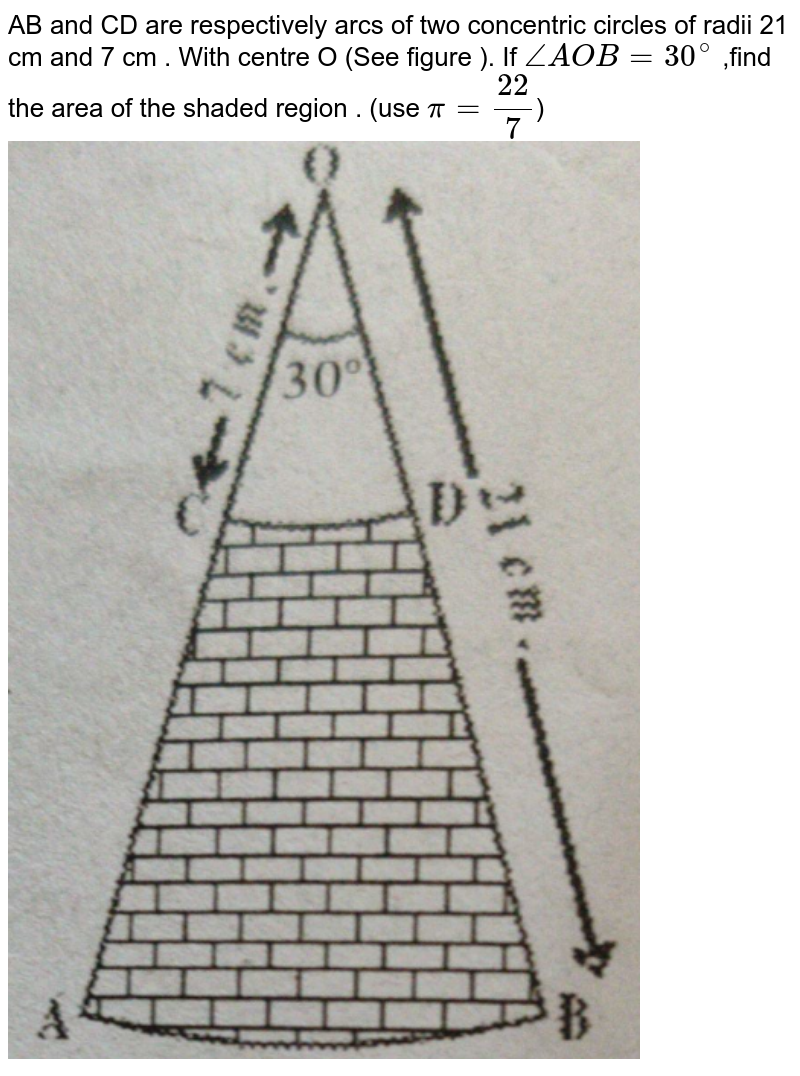 In fig sectors of two concentric circles of radii 7 cm and 3.5 cm