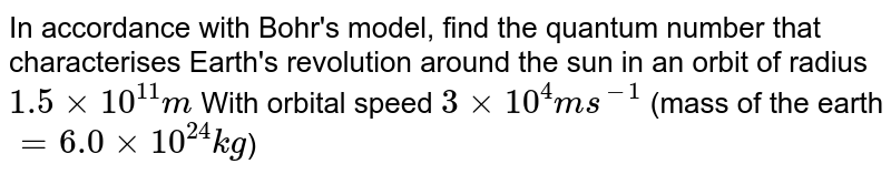 In accordance with the Bohr’s model find the quantum number that
