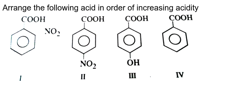 Arrange the following acids in order of their increasing acidic st