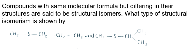 Compounds with same molecular formula but differing in their struc