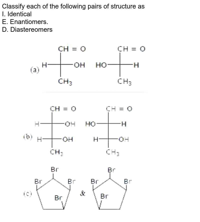 The pair of structures given below representa enantiomers b diaste