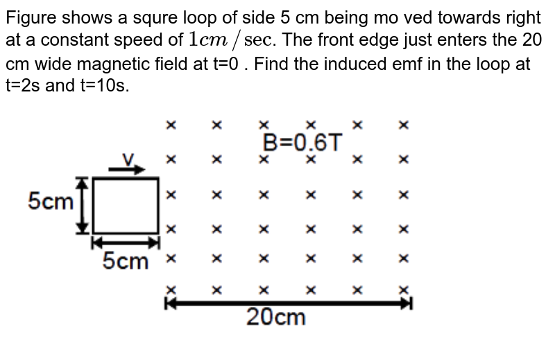 Figure 38-E5 shows a square loop of side 5cm being moved towards r