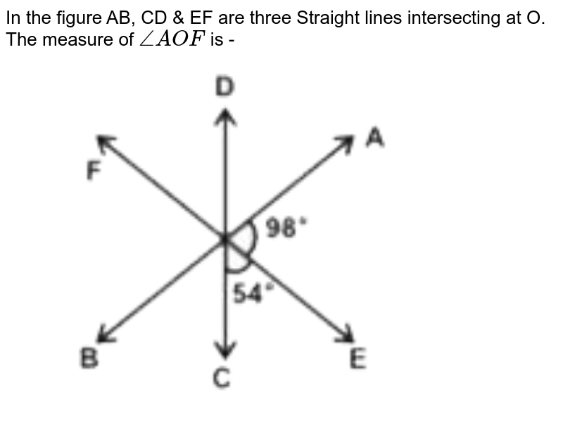 In The Below Fig Lines Ab Cd And Ef Intersect At O Find The Mea