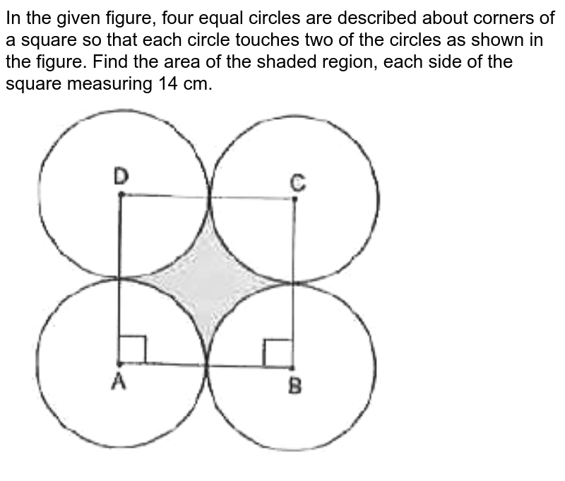 Four equal circles are described at the four corners of a square s