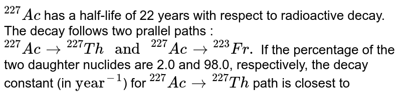 227Ac has a half- life of 22.0yr with respect to radioactive decay