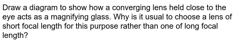 Draw a ray diagram to show how a converging lens is used as a magn