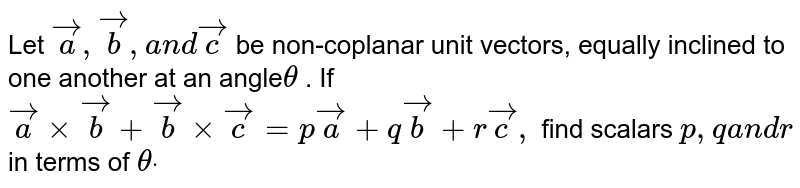 Let vector a b and c be non-coplanar unit vectors equally inclin